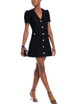 Aqua Aqua Tweed Mini Dress Black