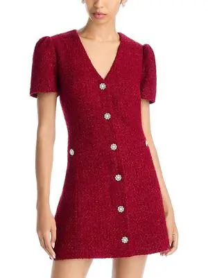 Aqua Tweed Mini Dress - Dark Cherry