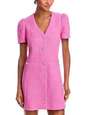 Aqua Aqua Tweed Mini Dress Pink