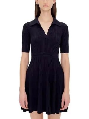 Simkhai Patricia Rib Knit Polo Mini Dress - Black