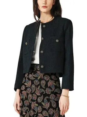 Ba&sh Ba & Sh Meredith Cropped Boxy Jacket Navy