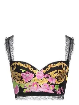 Versace Top In Silk, Viscose, Polyamide And Elastane Black
