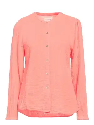 Honorine Woven Mandarin Collar Shirt - Red