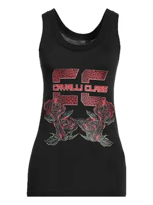 Roberto Cavalli Printed Jersey Top - Black