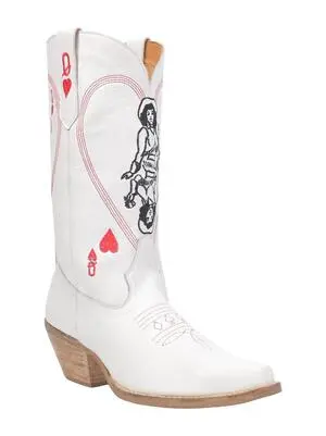 DINGO Queen Of Hearts Western Boots - White