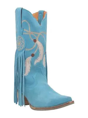 DINGO Day Dream Fringe Embroidered Western Boot - Blue