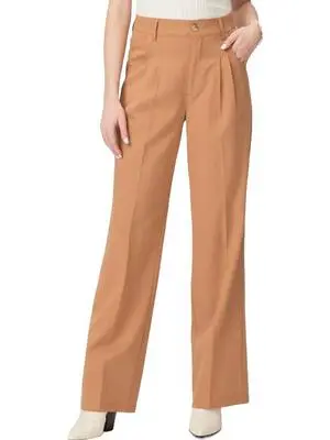 Paige Merano Pleated Straight Leg Trousers - Golden Tan