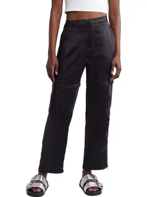OPEN EDIT Open Edit Satin Cargo Pants Black