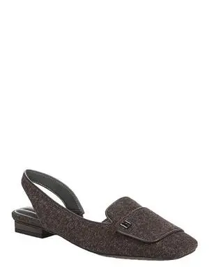 Franco Sarto Teagan Leather Slingback Flats - Dark Brown