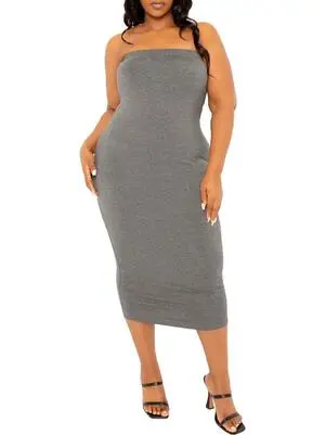 BUXOM COUTURE Tube Midi Dress - Charcoal Grey