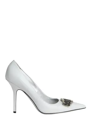 Dsquared2 100mm Logo-plaque Leather Pumps - White