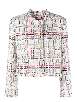 Thom Browne Rwb Stripe Tweed Jacket - Neutrals