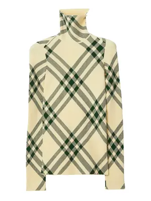 Burberry Check-pattern High-neck Jumper - Neutrals