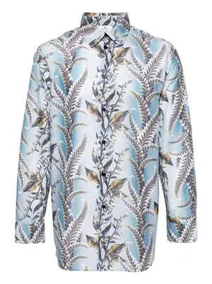 Etro Botanical-print Cotton Shirt - Blue