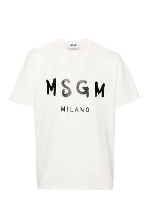 MSGM Logo-print Cotton T-shirt - White