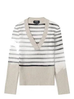A.P.C. A.P.C. Striped Ribbed-Knit Jumper