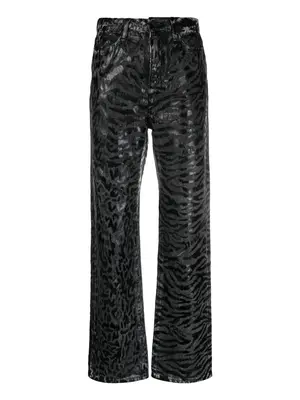 Karl Lagerfeld Animal-print Straight-leg Jeans - Black