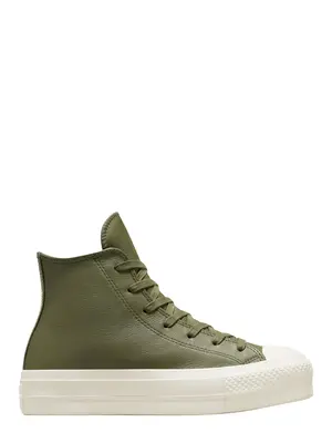 CONVERSE Chuck Taylor All Star Lift Platform Leather High Top Sneakers - Green