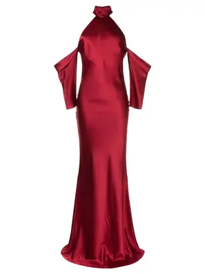 Michelle Mason Halterneck Maxi Dress - Red