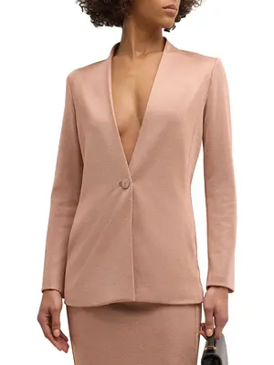 Giorgio Armani Giorgio Armani Metallic Bonded Jersey Blazer Solid Light/paste
