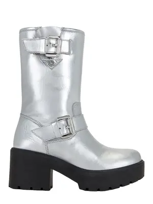 Moschino Soft Leather Boots - Silver