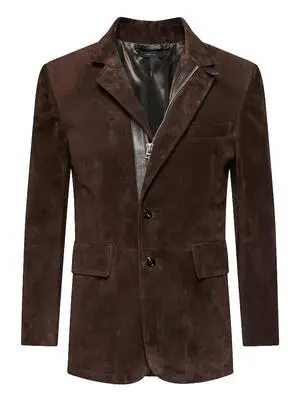 TOM FORD Leather-trimmed Suede Blazer - Brown