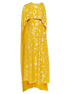 MARKARIAN Caped Silk-blend Midi Dress - Yellow