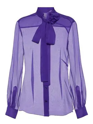 Dolce & Gabbana Tie-neck Silk Chiffon Blouse - Purple