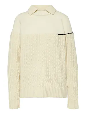 Victoria Beckham Double-collar Wool Sweater - White