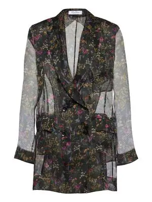 Max Mara Jabot Floral Silk Organza Blouse - Multicoloured