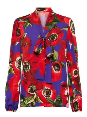 Dolce & Gabbana Tie-neck Floral Blouse - Multicoloured