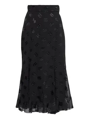 Dolce & Gabbana Dg Devoré Satin Midi Skirt - Black