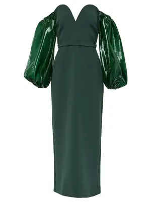 Safiyaa Aurelius Balloon-sleeve Midi Dress - Green