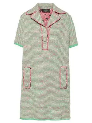 Etro Wool And Cotton-blend Tweed Minidress - Green