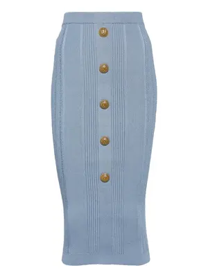Balmain Knitted Pencil Skirt - Blue