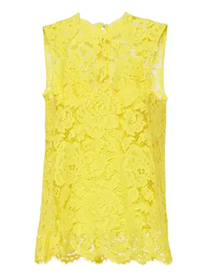 Dolce & Gabbana Floral Lace Top - Yellow