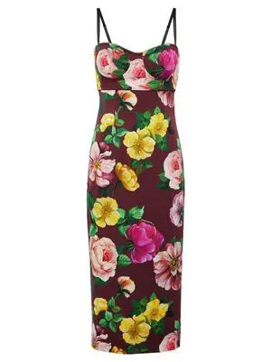 Dolce & Gabbana Floral Bustier Midi Dress - Multicoloured