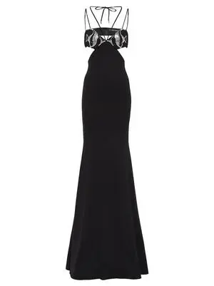 David Koma Embroidered Cutout Gown - Black