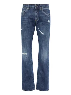 Dolce & Gabbana Distressed Straight Jeans - Blue