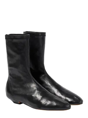 Khaite Apollo Leather Ankle Boots - Black