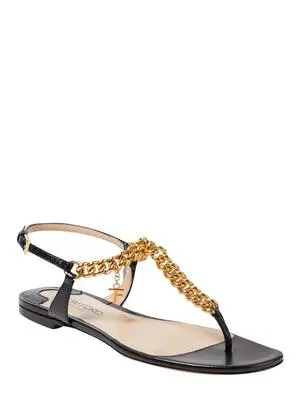 TOM FORD Tom Ford Zenith Embellished Leather Thong Sandals
