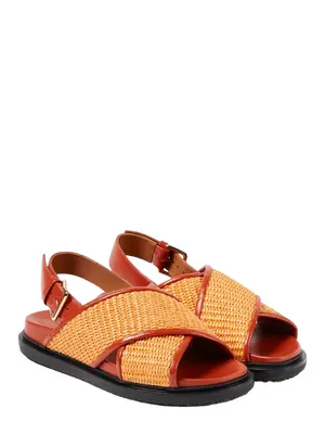 Marni Fussbet Raffia-effect Sandals - Brown