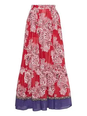 Etro High-rise Cotton And Silk Maxi Skirt - Red