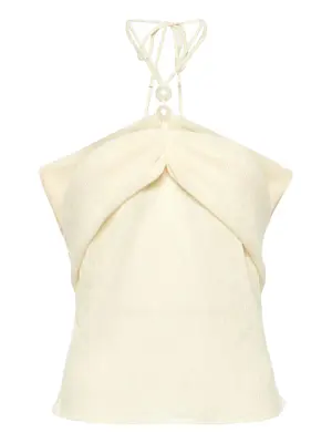 Magda Butrym Embellished Halterneck Top - White