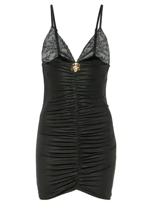 Alessandra Rich Laminated Jersey Minidress - Black