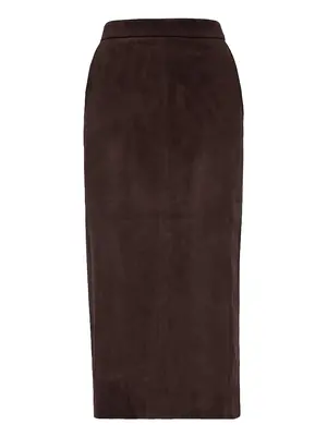 Stouls Taylor Suede Midi Skirt - Brown