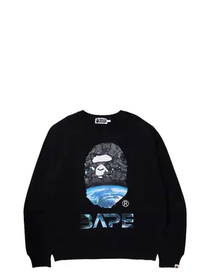 A BATHING APE Space Camo Ape Head Crewneck - Black