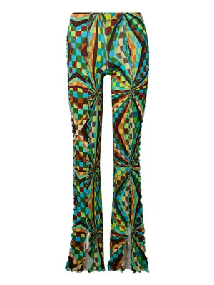 SIEDRES Printed Stretch-jersey Flared Pants - Green
