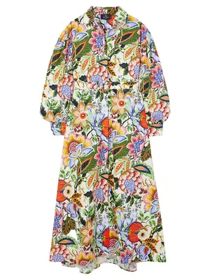 Etro Belted Floral-print Maxi Shirt Dress - Multi