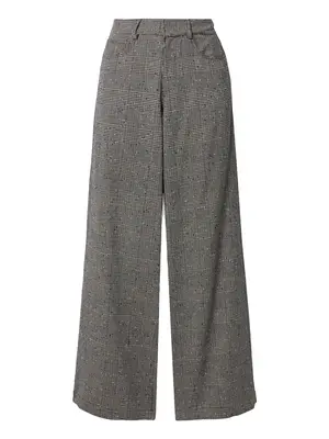 LA LIGNE Prince Of Wales Checked Wide-leg Pants - Gray